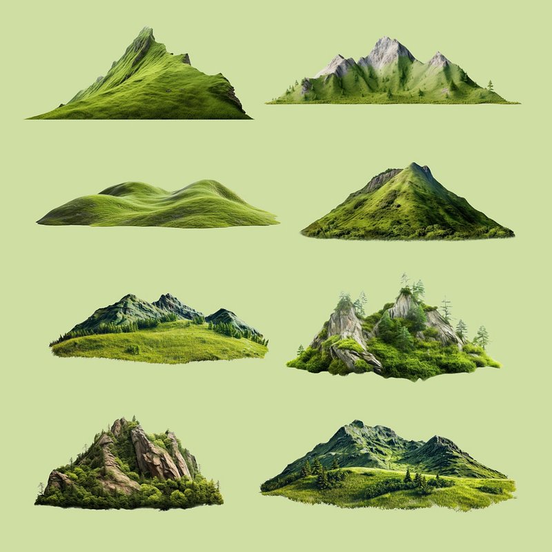Editable hill border element set | Premium Editable Design - rawpixel