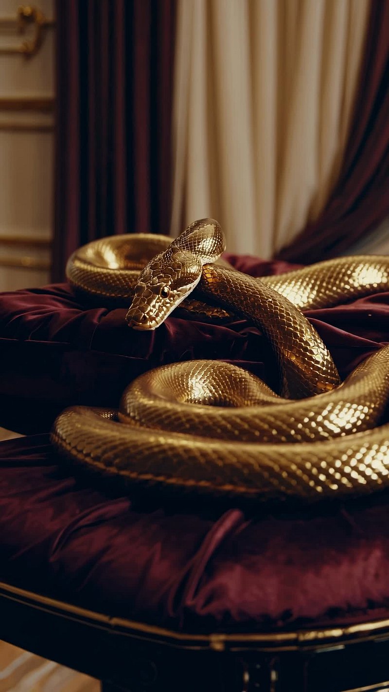 luxurious golden snake coiled velvet | Free Video - rawpixel