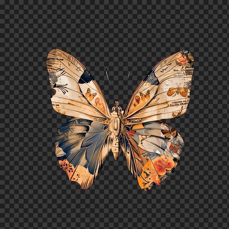 Artistic butterfly collage design animation | Premium Transparent Video ...