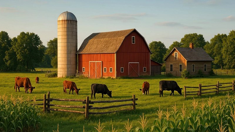 serene farm scene cows grazing | Free Video - rawpixel