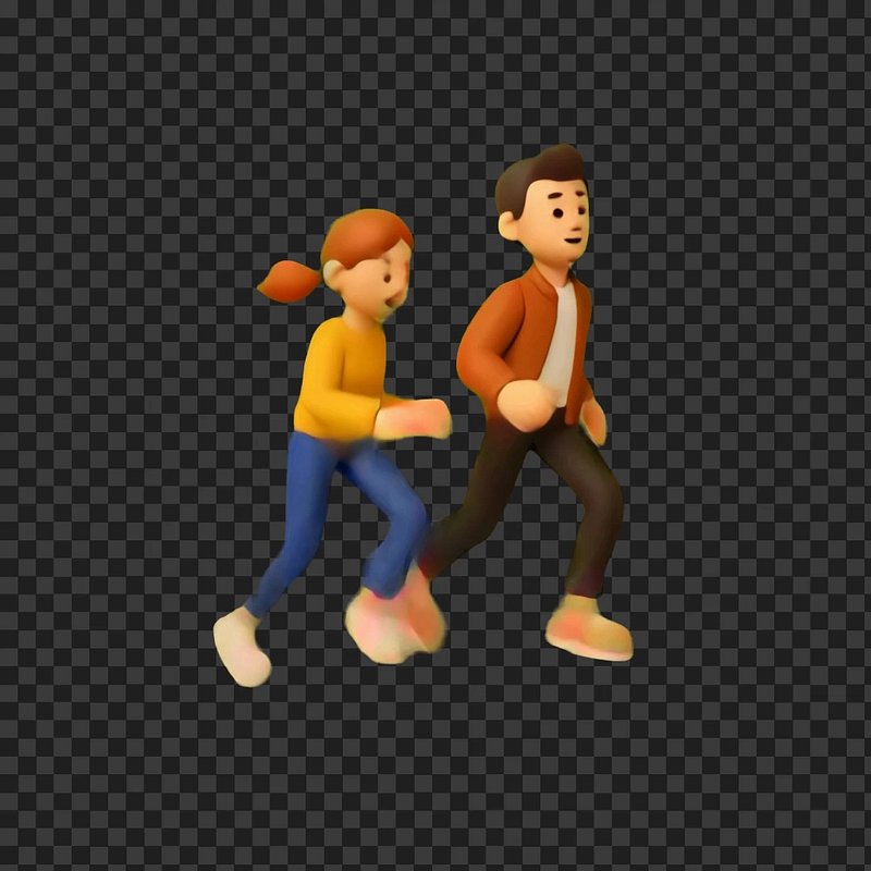 3D characters running together happily | Free Transparent Video - rawpixel