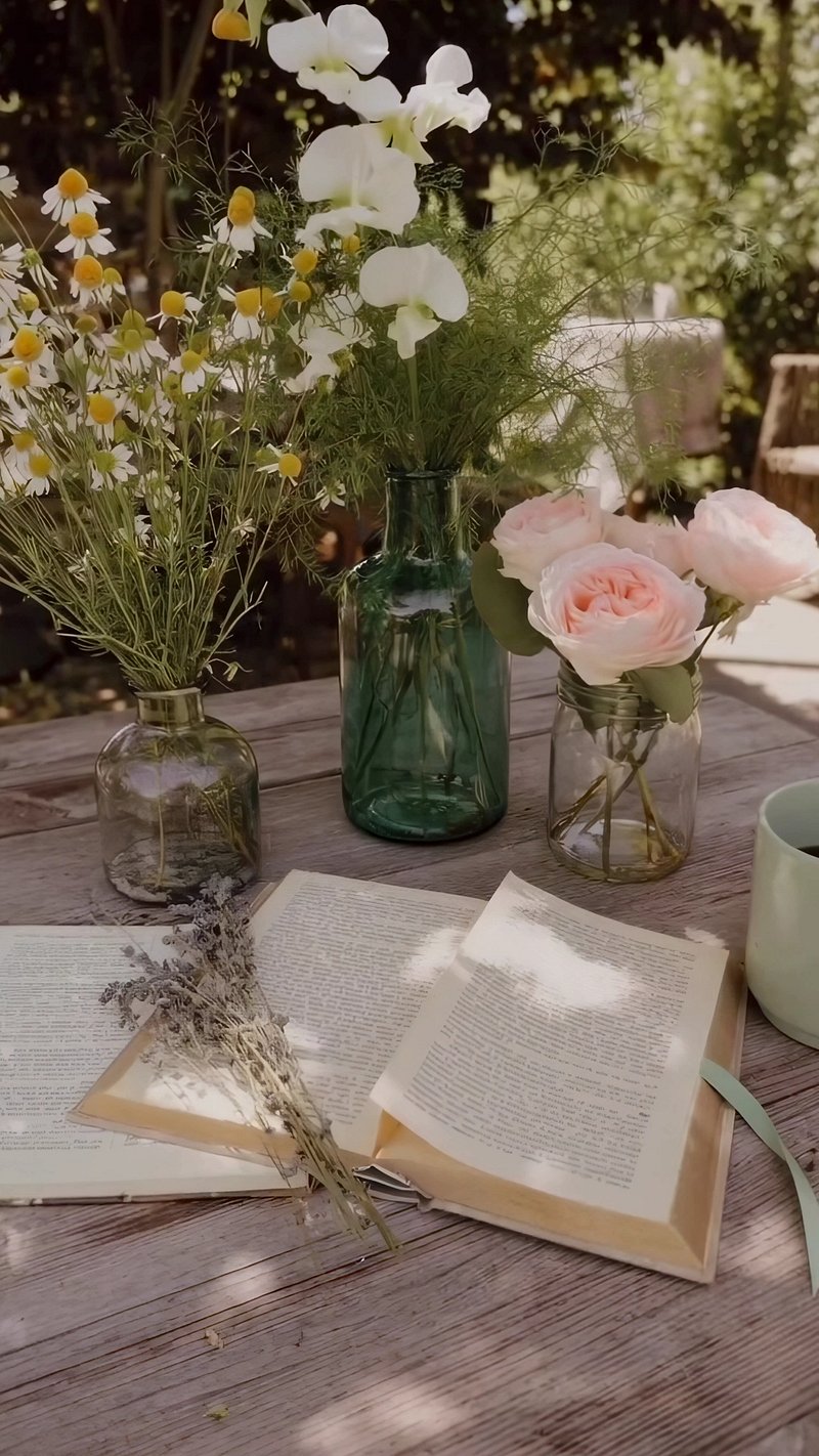 Aesthetic video flowers jars rustic | Free Video - rawpixel