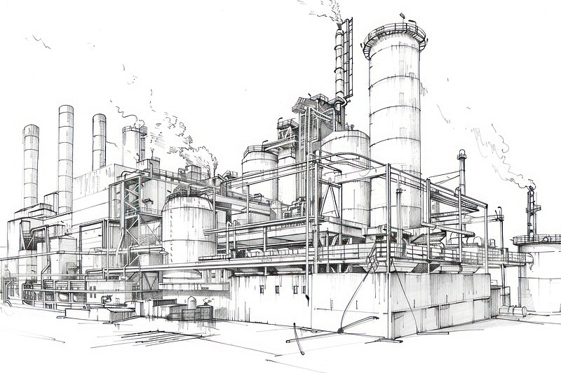 Factory drawing transportation architecture | Free Photo Illustration ...