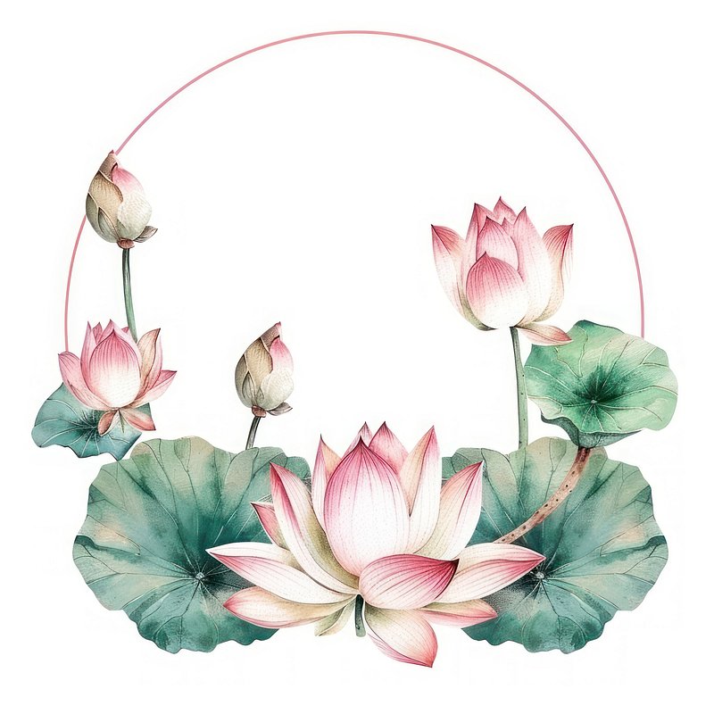 Lotus frame art painting blossom | Free Photo Illustration - rawpixel