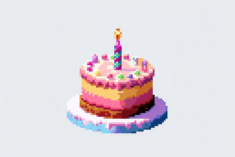 Pixel art birthday cake illustration | Free Photo Illustration - rawpixel