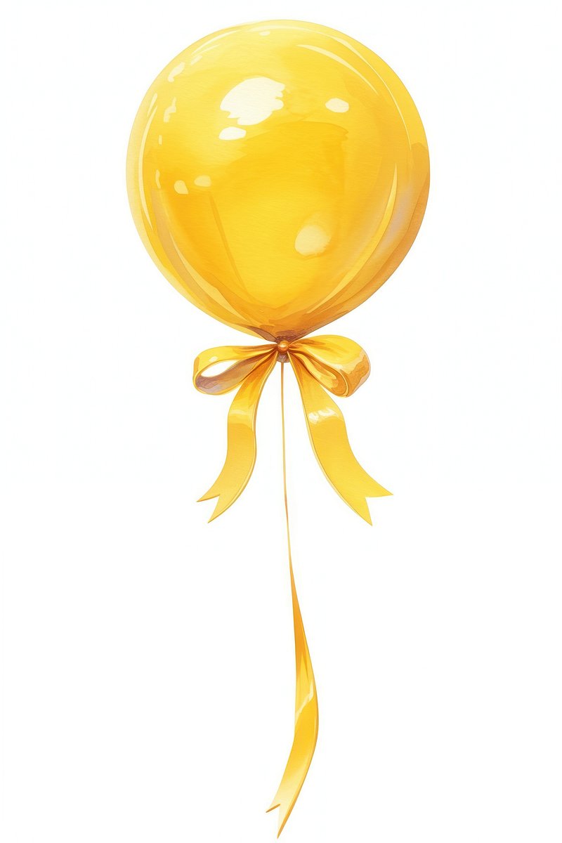 Yellow coquette balloon ribbon celebration | Free Photo Illustration ...