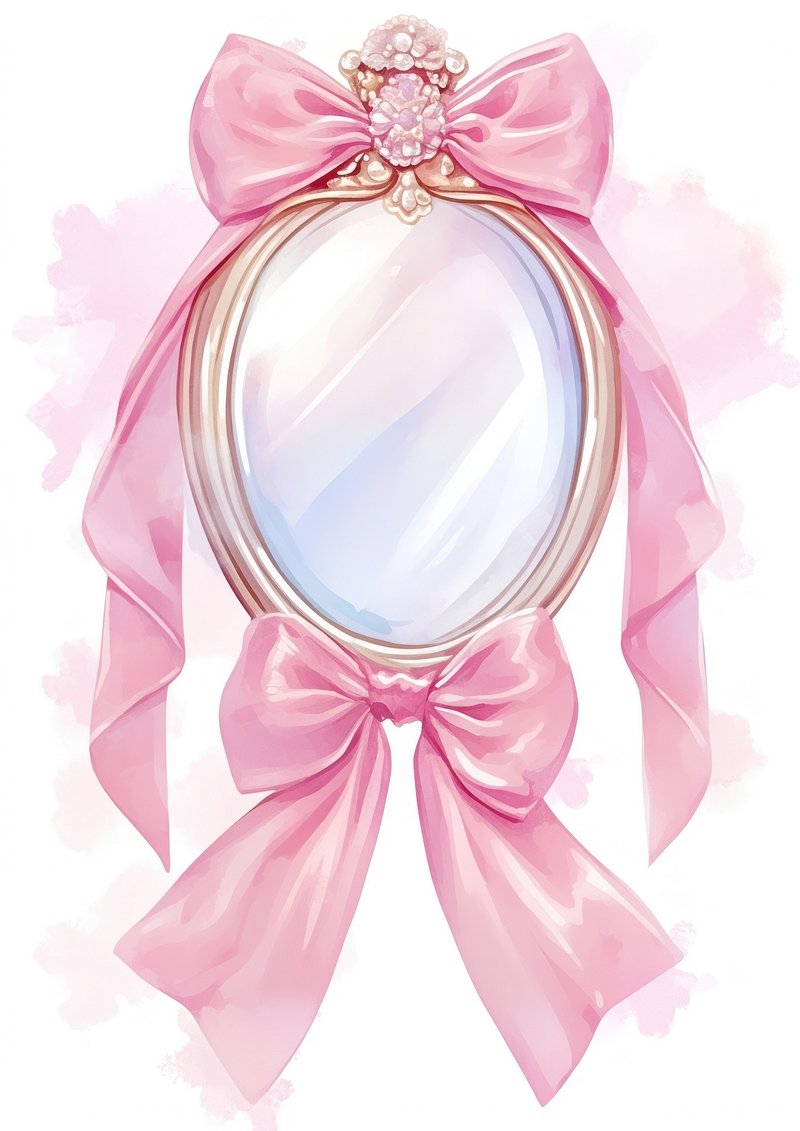 Elegant pink ribbon mirror | Free Photo Illustration - rawpixel