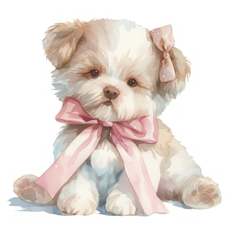 PNG Fluffy dog pink bow | Free PNG - rawpixel