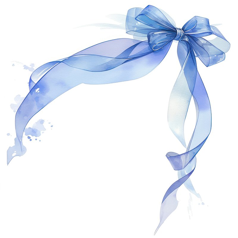 Elegant watercolor blue ribbon bow | Free Photo Illustration - rawpixel