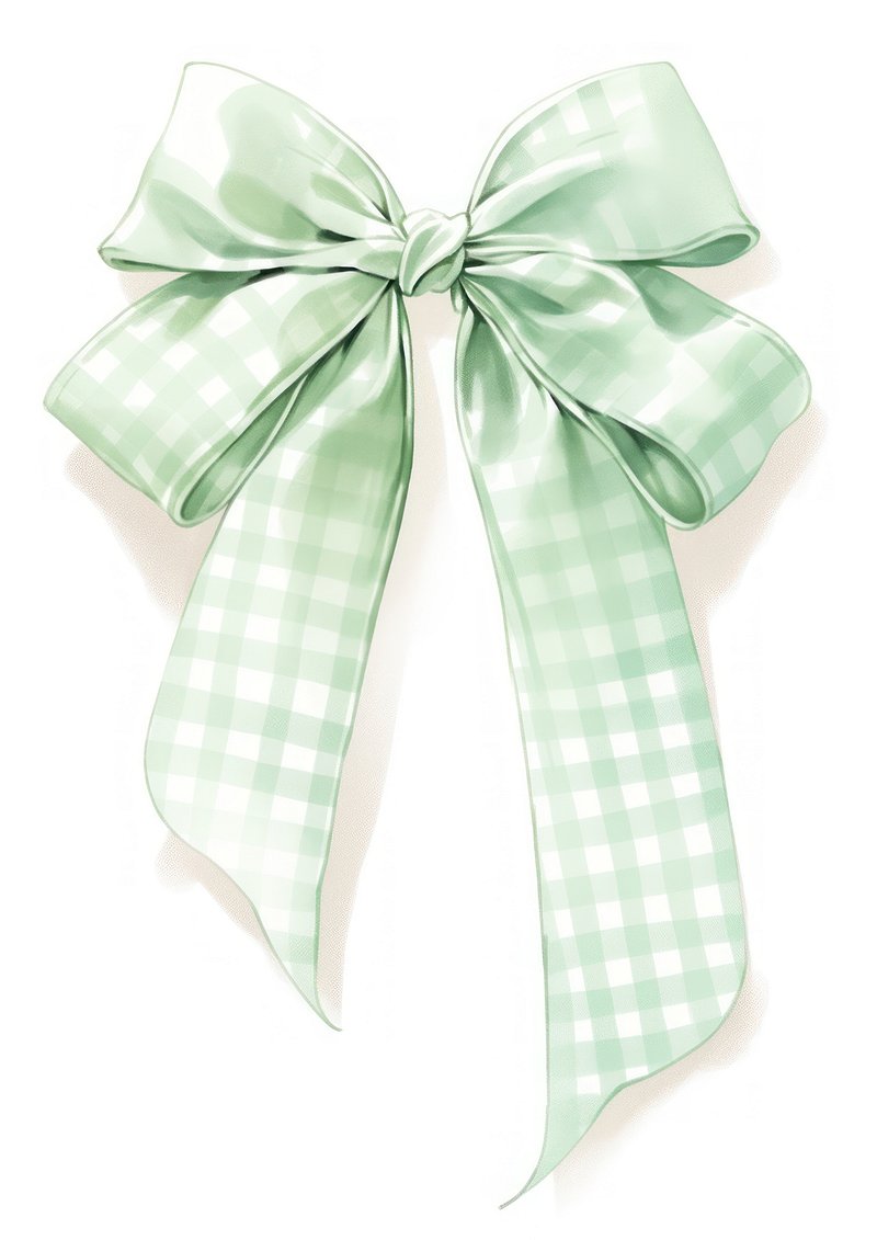 Elegant green gingham bow illustration | Free Photo Illustration - rawpixel