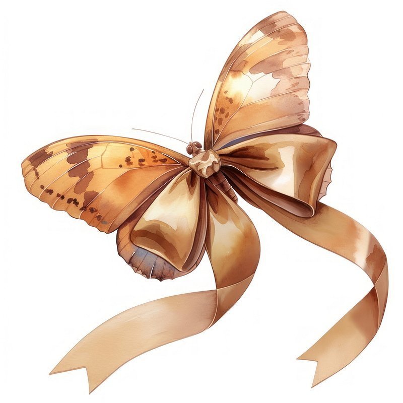 Elegant butterfly with ribbon | Free Photo Illustration - rawpixel