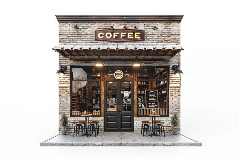 PNG Real coffee shop architecture | Free PNG - rawpixel