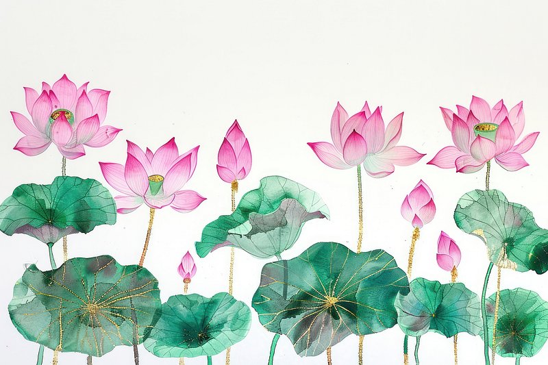 PNG Lotus branch art illustration | Free PNG - rawpixel