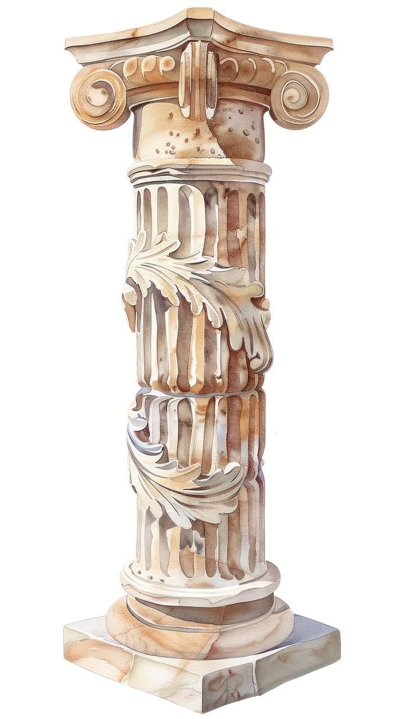 Ancient column with floral vines | Free Photo Illustration - rawpixel
