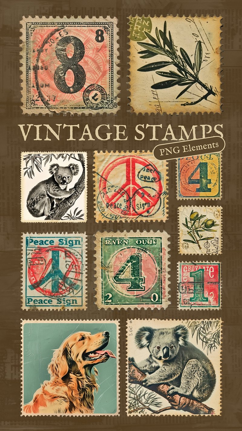 Vintage stamp design element set | Free Photo - rawpixel