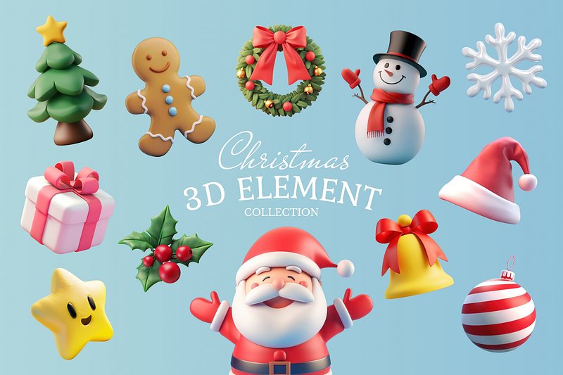 3D christmas design element set | Free Photo - rawpixel