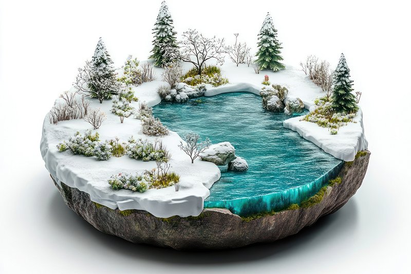 Real flat floating island snow-covered | Free Photo - rawpixel