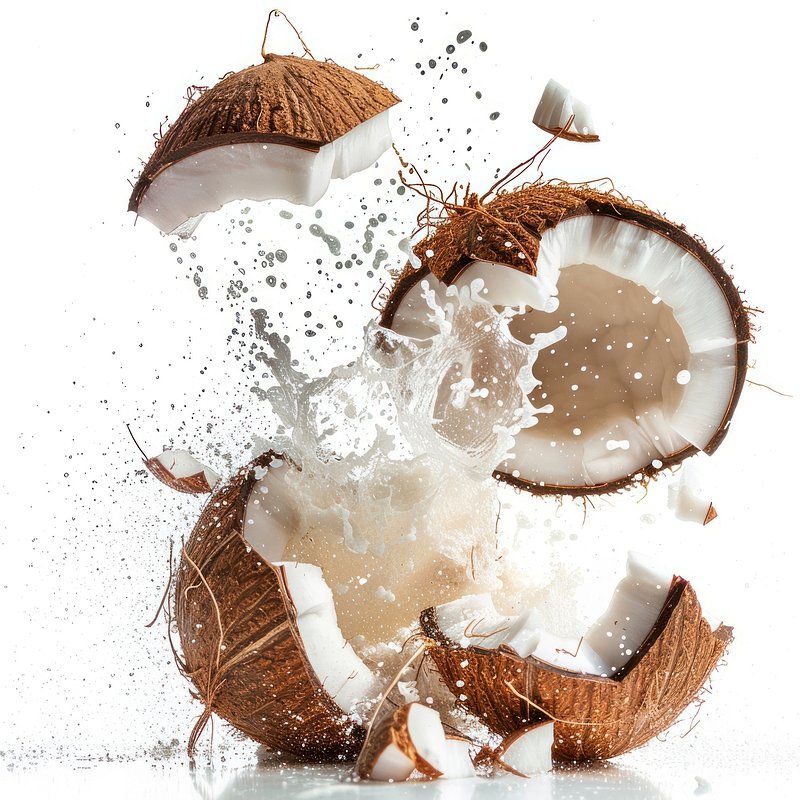 Exploding coconut food background explosion | Free Photo - rawpixel