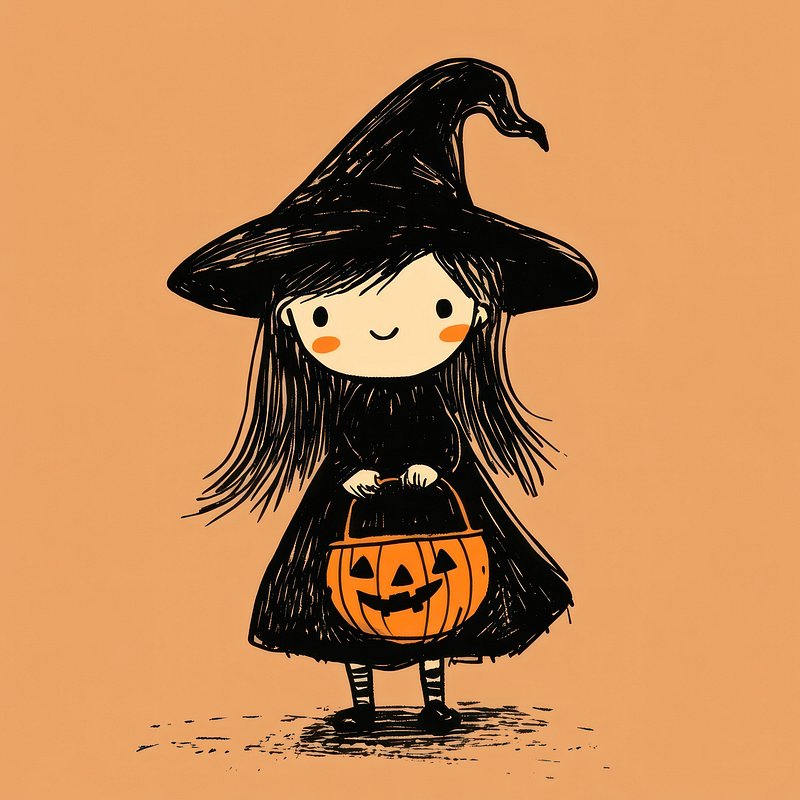 PNG Witch carry trick treat | Free PNG - rawpixel