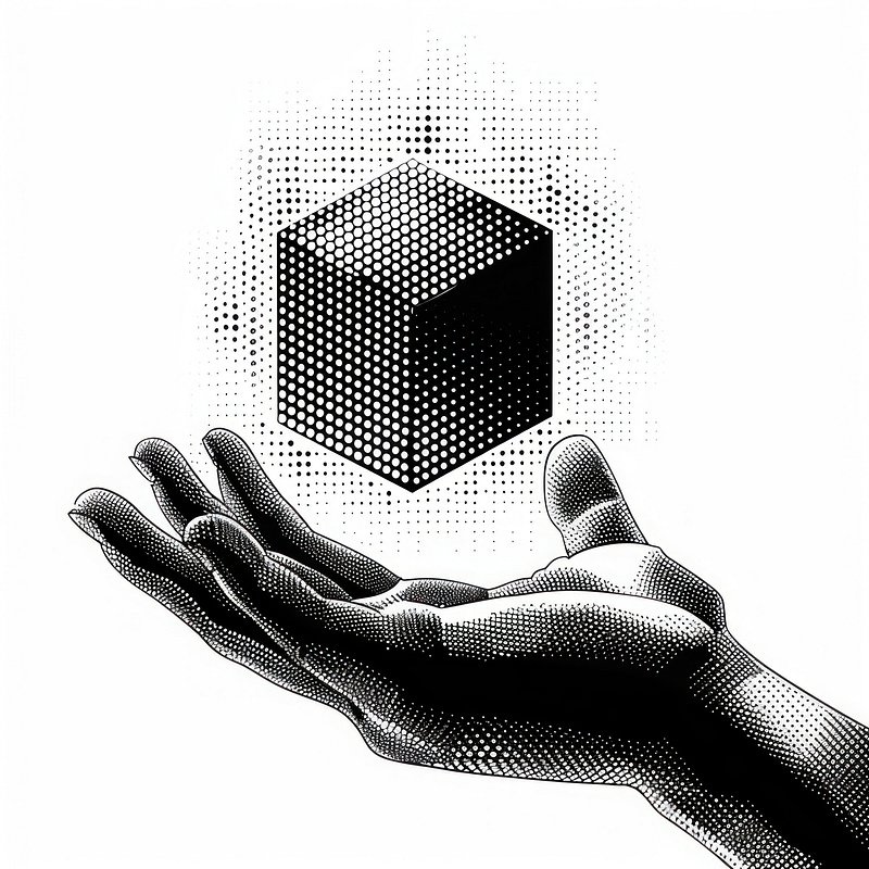 hand holding glowing cube black | Free Photo Illustration - rawpixel