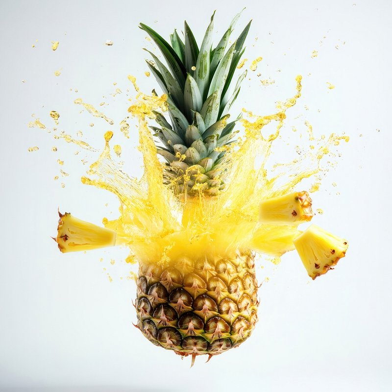 Exploding cut pineapple splash fruit | Free Photo - rawpixel