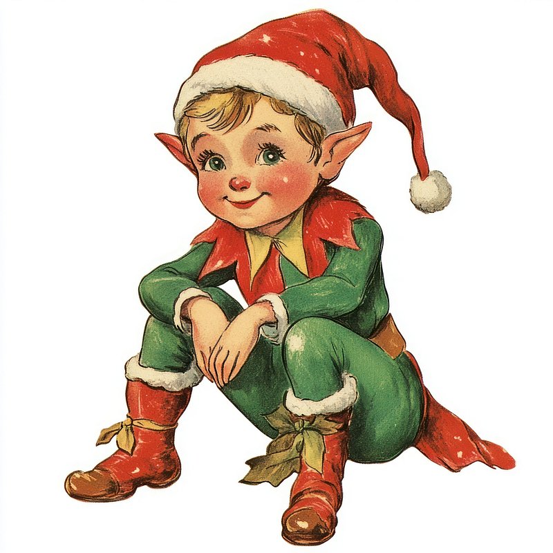 Christmas elf illustration vintage art. | Free Photo Illustration ...