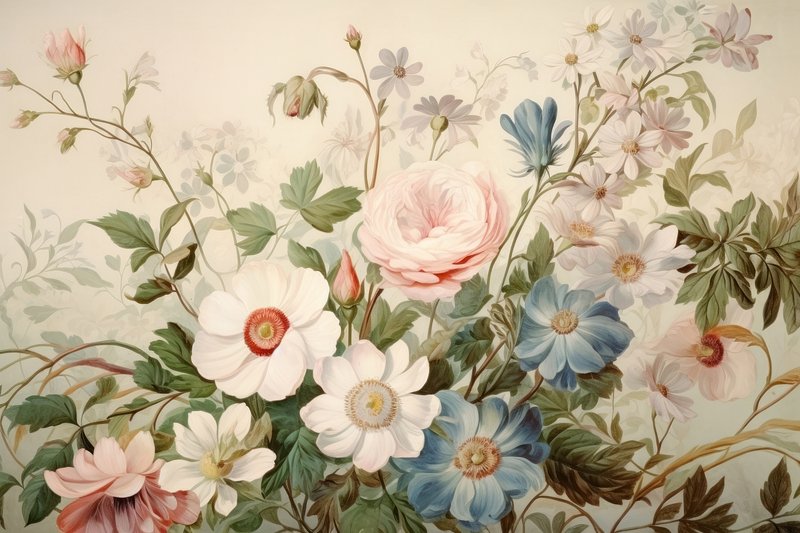 Spring flowers postcard painting graphics | Free Photo Illustration ...