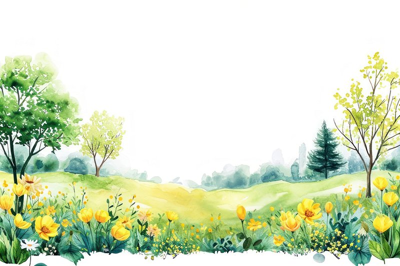 Spring scenery border nature land | Free Photo Illustration - rawpixel