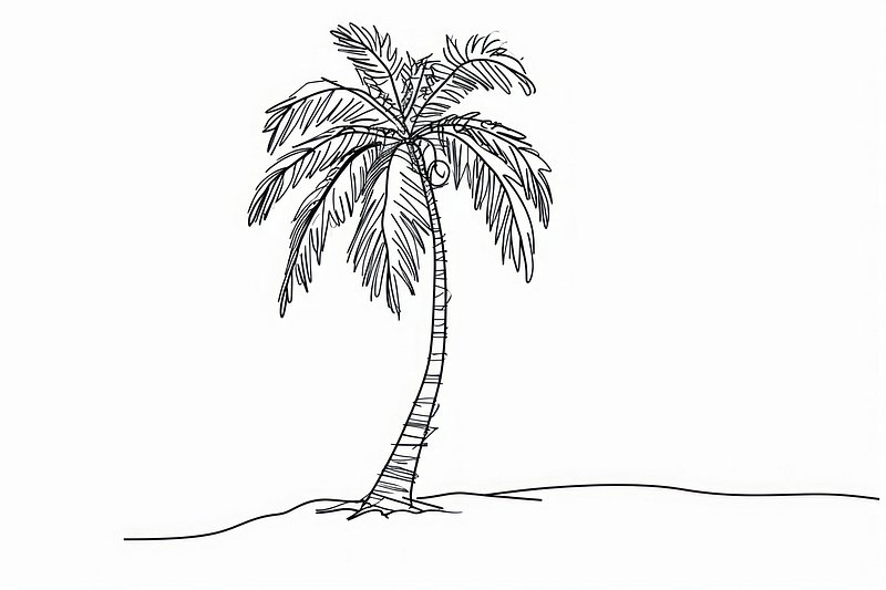 Continuous line drawing palm tree | Free Photo Illustration - rawpixel