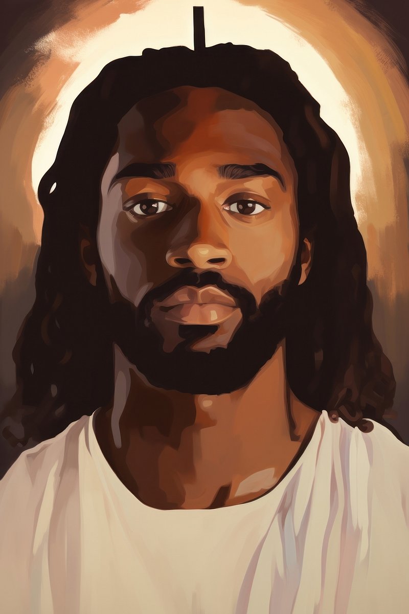Illustration black jesus painting portrait | Premium Photo Illustration ...