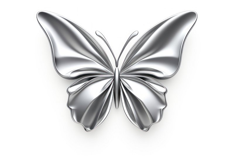 PNG Butterfly Chrome material silver | Premium PNG - rawpixel