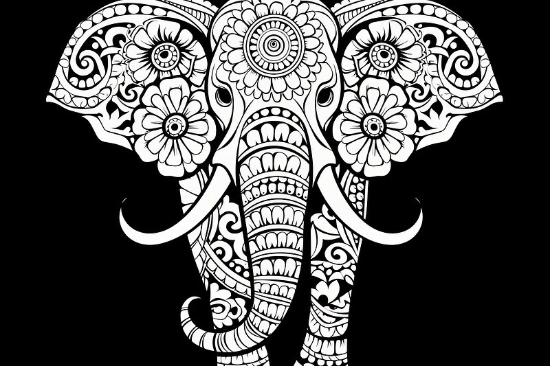 Elephant elephant pattern drawing. | Free Photo Illustration - rawpixel