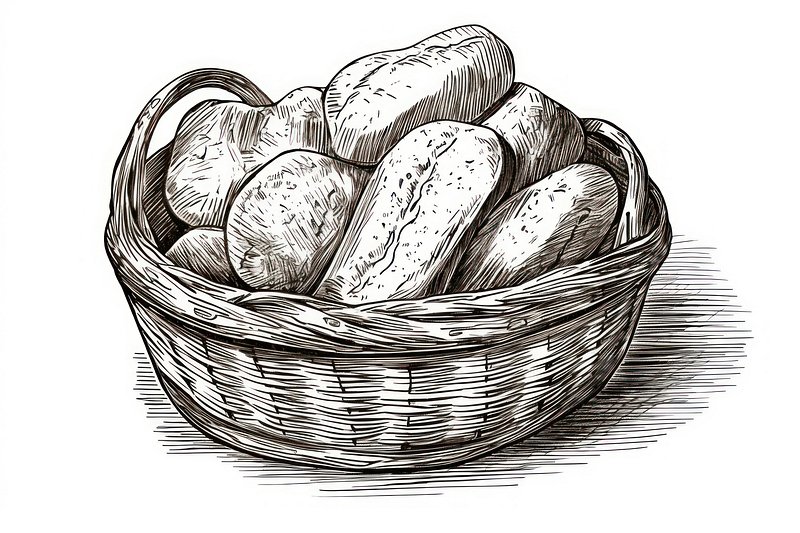 Basket breads drawing sketch food. | Premium Photo Illustration - rawpixel