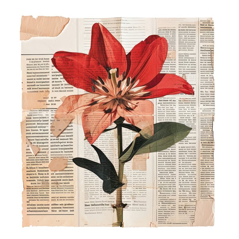 Flower paper collage ephemera petal | Free Photo Illustration - rawpixel