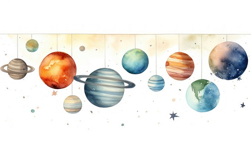 Universe watercolor border space astronomy | Free Photo Illustration ...