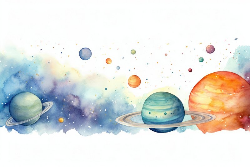 Universe watercolor border space astronomy | Free Photo Illustration ...