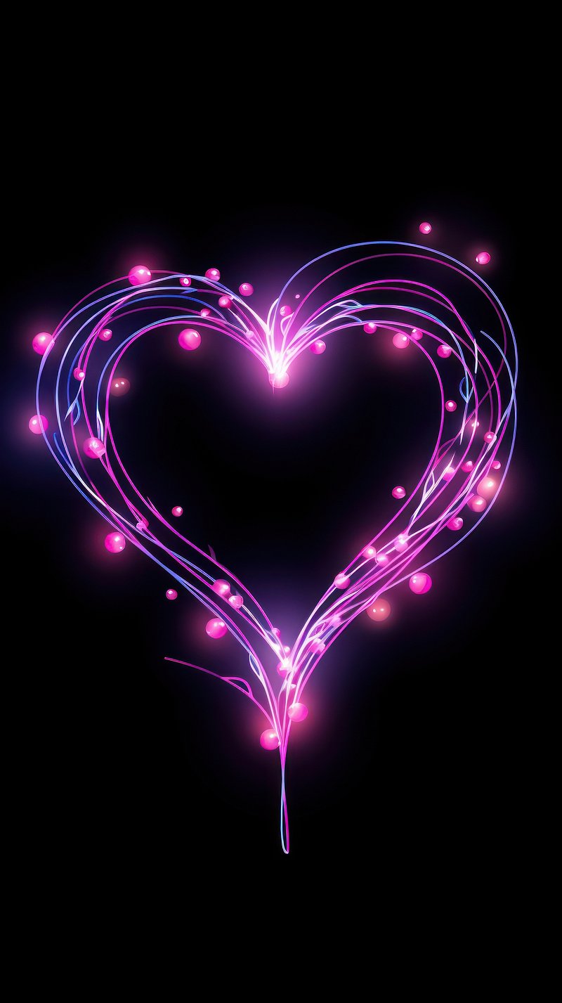 Love wallpaper heart neon glowing. | Free Photo Illustration - rawpixel