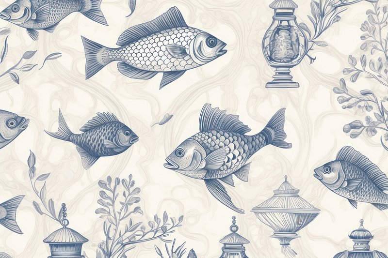 Fish wallpaper pattern drawing. | Free Photo Illustration - rawpixel