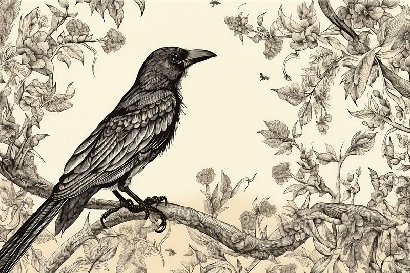 Crow toile drawing animal sketch. | Premium Photo Illustration - rawpixel