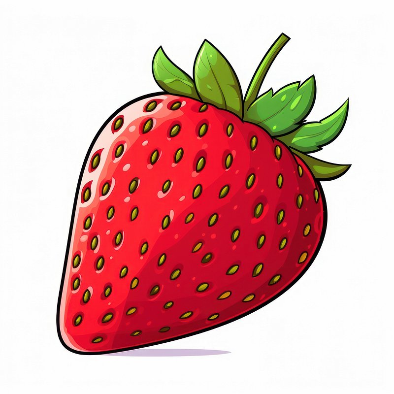 Red strawberry cartoon fruit plant. | Free Photo Illustration - rawpixel