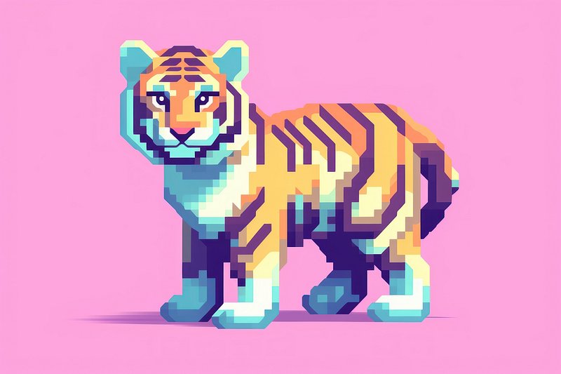 Tiger pixel wildlife animal mammal. | Premium Photo Illustration - rawpixel