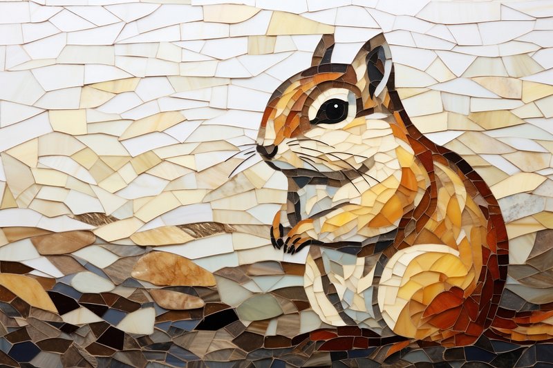 Mosaic tiles chipmunk painting nature | Premium Photo - rawpixel