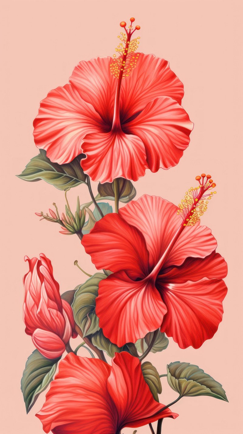 Vintage drawing yellow hibiscus flower | Free Photo Illustration - rawpixel