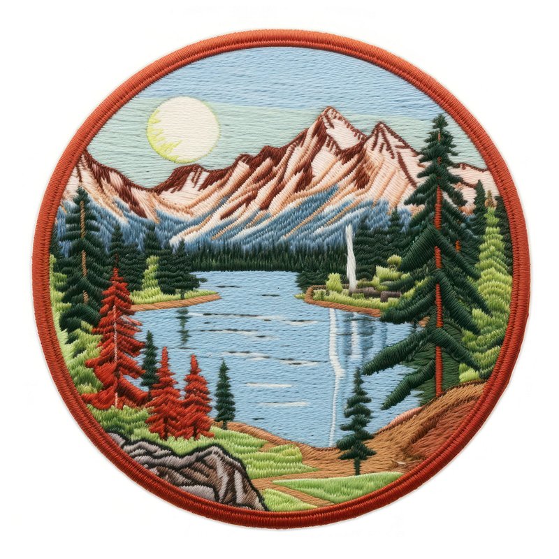 Lake embroidery pattern cross-stitch. | Premium Photo Illustration ...