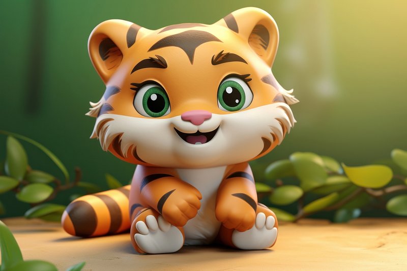 Cute chubby tiger figurine cartoon | Free Photo Illustration - rawpixel