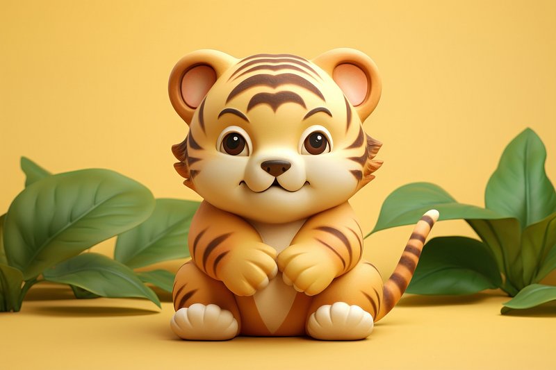 Cute chubby tiger figurine animal | Free Photo Illustration - rawpixel