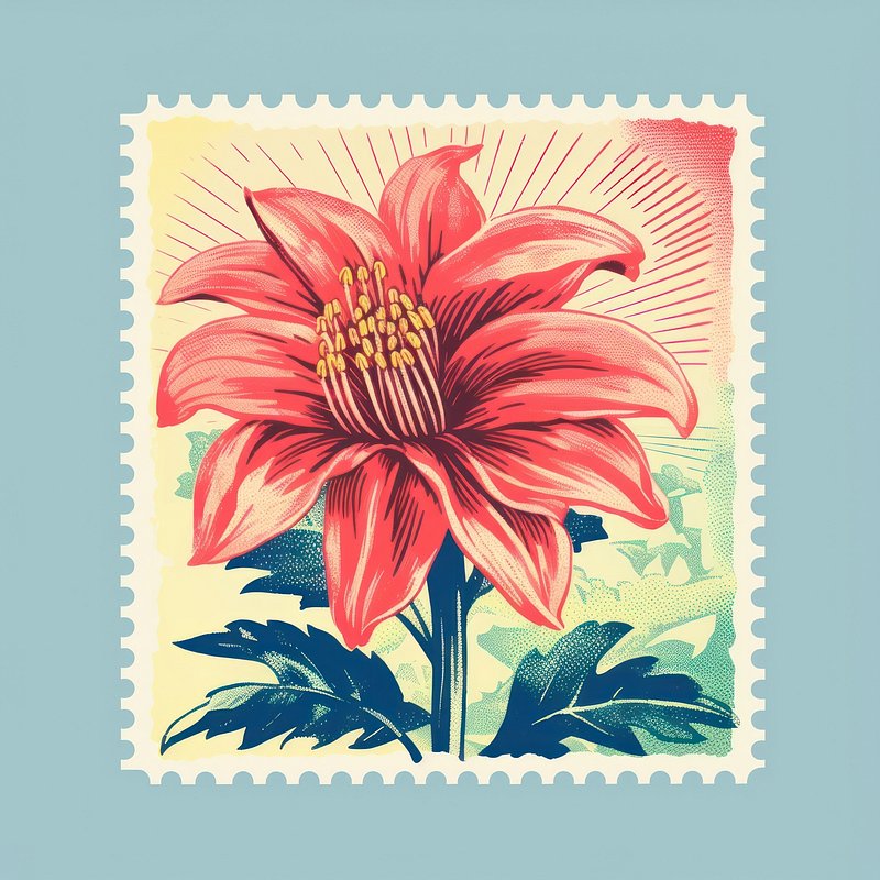 Flower Risograph style plant inflorescence | Free Photo Illustration ...