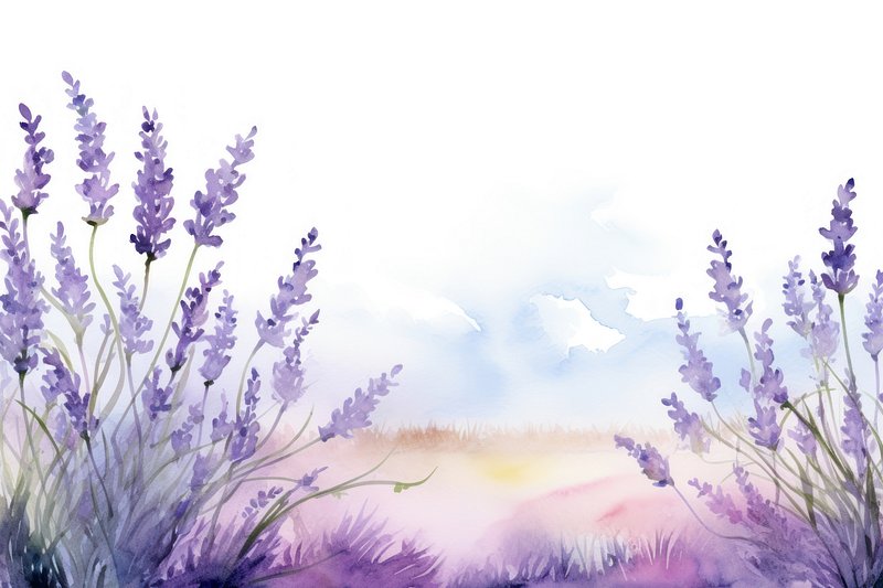 Painting lavender fields border landscape | Free Photo Illustration ...