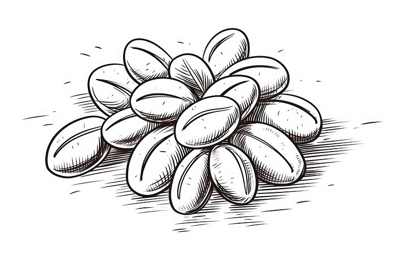 Coffee bean sketch drawing illustrated. | Premium Photo Illustration ...