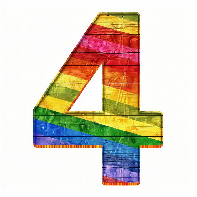 Rainbow number 4 symbol text | Free Photo Illustration - rawpixel